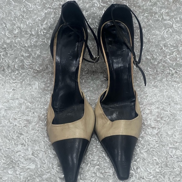 Shoes | Chanel Two Tone Pointed Toe Heels | Poshmark